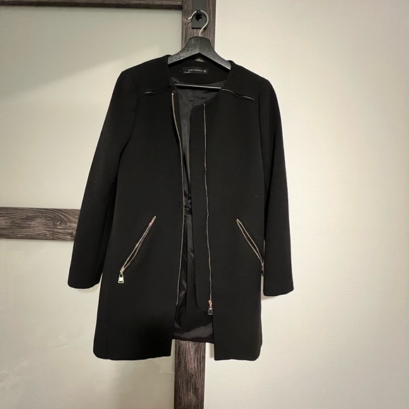 Zara | Jackets & Coats | Zara Black Coat | Poshmark